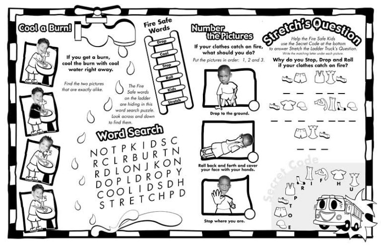 Stretch's "Stop, Drop, and Roll!" Activity Sheet | Fire Safety For Life