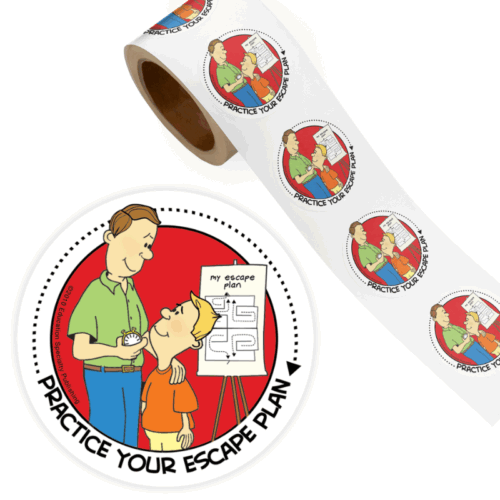 "Practice Your Escape Plan" Stickers – Fire Safety Stickers for Kids
