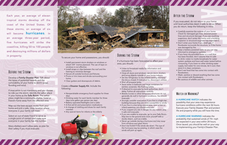Hurricane Safety Brochure | Planning Ahead | Fire Safety For Life