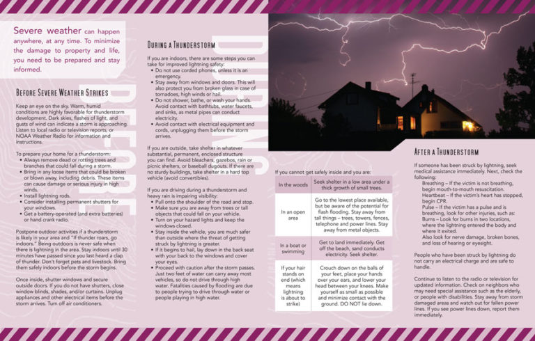 Severe Weather Safety Brochure | Planning Ahead | Fire Safety For Life
