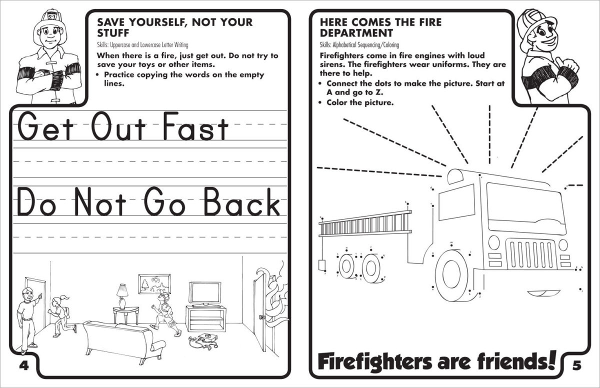 Kids Fire Safety Coloring & Activity Books with Firefighter Ace