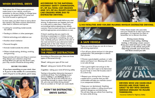 Distracted Driving Pamphlets: Road Safety Brochure