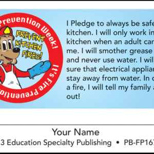 "Prevent Kitchen Fires" Pledge Card | Fire Safety For Life