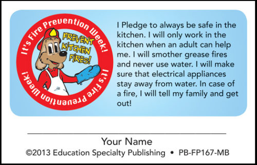 "Prevent Kitchen Fires" Pledge Card | Fire Safety For Life