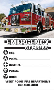 Custom Emergency Phone Numbers Magnets | Fire Safety For Life