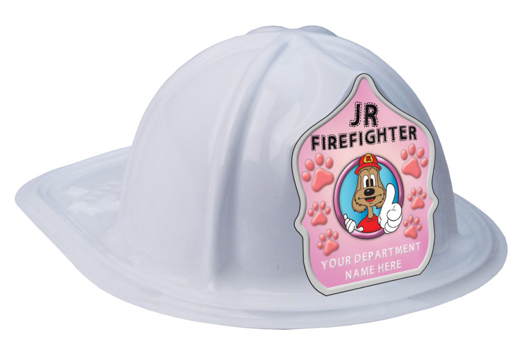 Red the Fire Dog "Jr. Firefighter" Fire Hats - Custom Pink Label