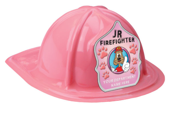 Red the Fire Dog "Jr. Firefighter" Fire Hats - Custom Pink Label