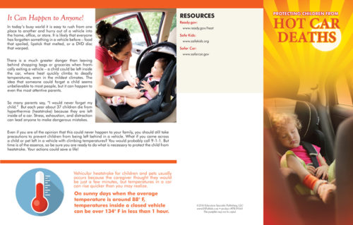 Hot Car Deaths Brochure: Child Heatstroke Prevention | Fire Safety For Life