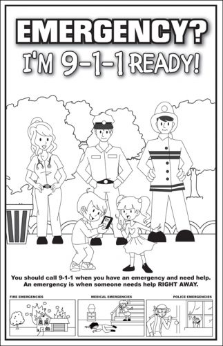 Emergency 911 Coloring Poster | Fire Safety For Life