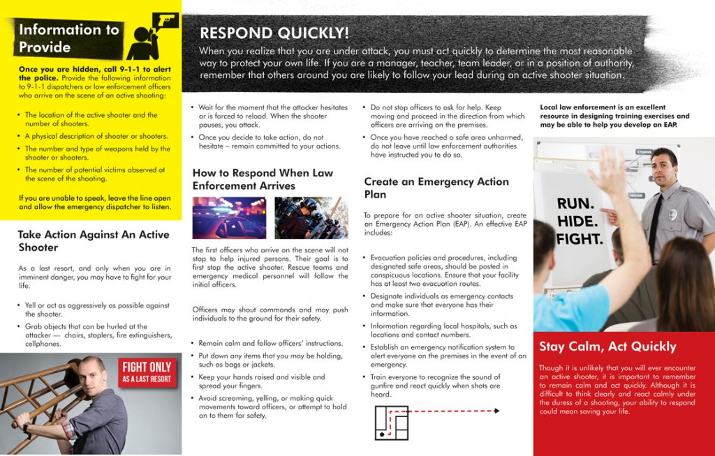 Active Shooter Brochure | Pubic Safety | Fire Safety For Life