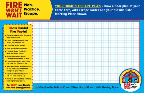 Fire Escape Plan Grid – Red the Fire Dog’s Home Safety Poster