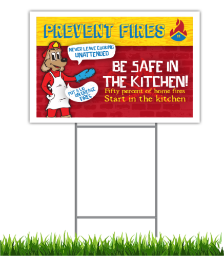 Cooking Safety Yard Signs: Prevent Kitchen Fires Lawn Sign