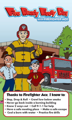 Firefighter Ace's "Fire Ready Every Day!" Fire Safety Magnets