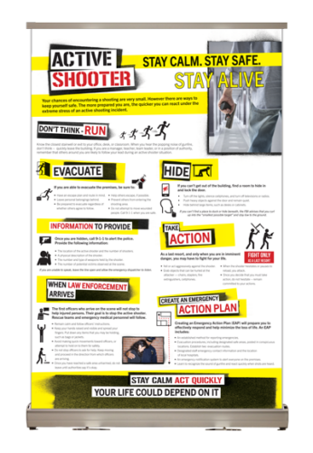 Active Shooter Retractable Tabletop Banner Display | Fire Safety For Life