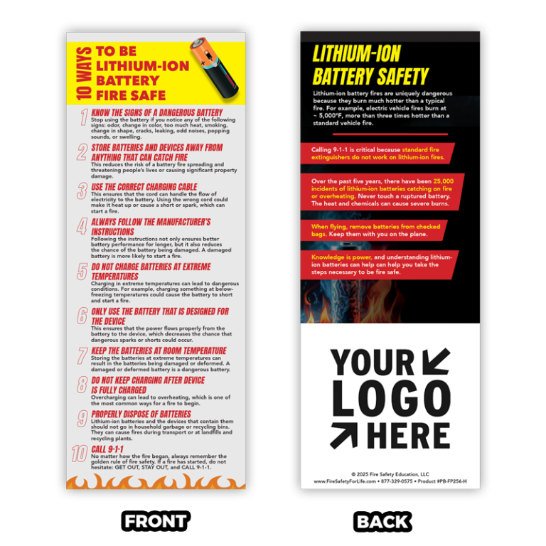 10 Safety Tips to be Lithium-ion Battery Fire Safe Rack Cards